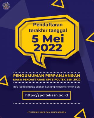 Pendaftaran SPTB Poltek SSN Diperpanjang Sampai 5 Mei 2022 - Politeknik ...